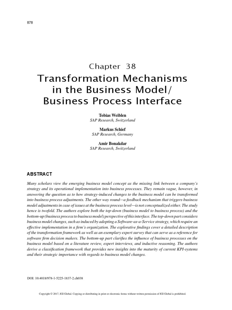 Transformation Mechanisms in The Business Model Business Process ...