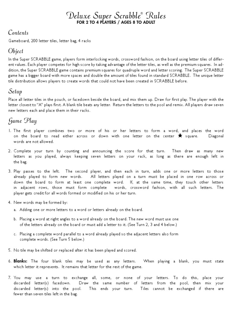 Deluxe Super Scrabble Rules - Winning Moves Games | Linguistics | Languages