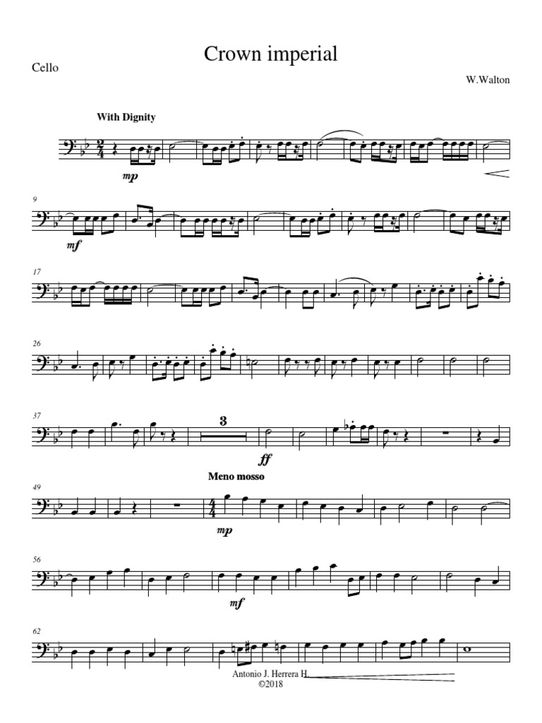 Crown Imperial - Cello | PDF | Musical Forms | Performing Arts