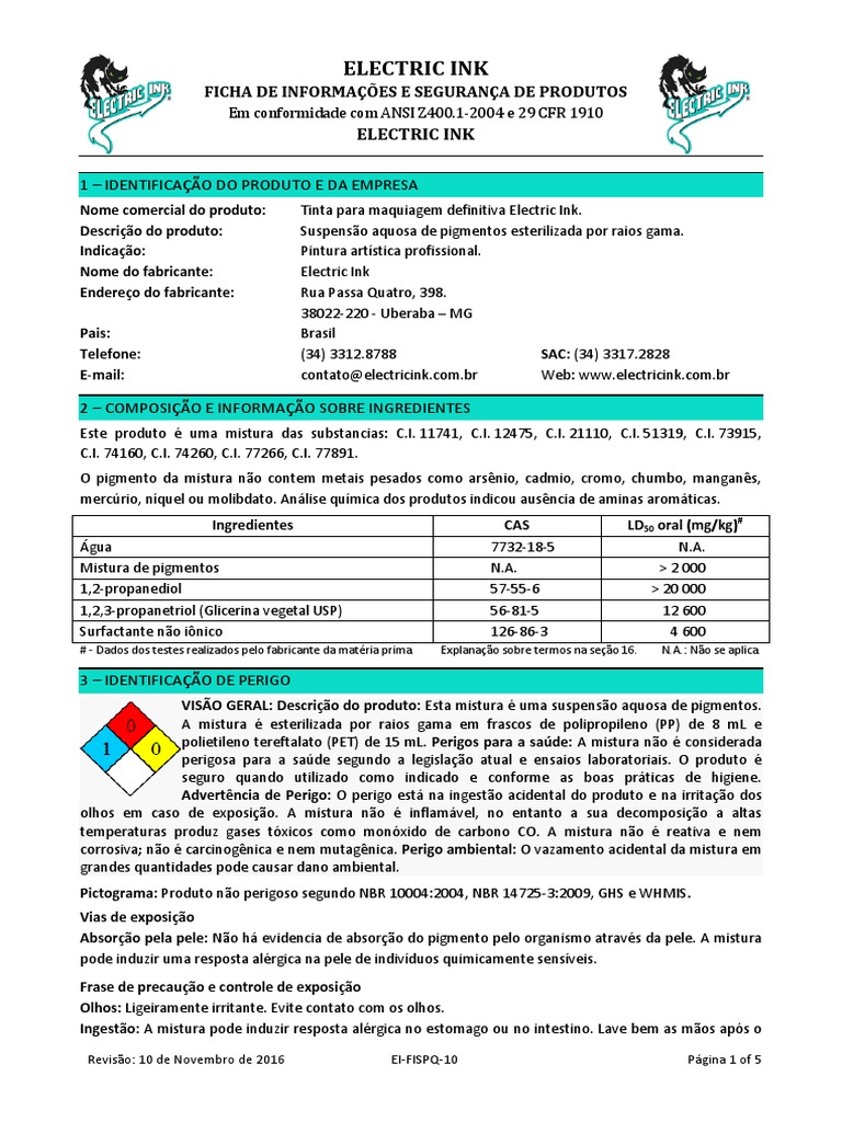 Fispq Tintas para Maquiagem Definitiva Electric Ink | PDF | Combustão ...