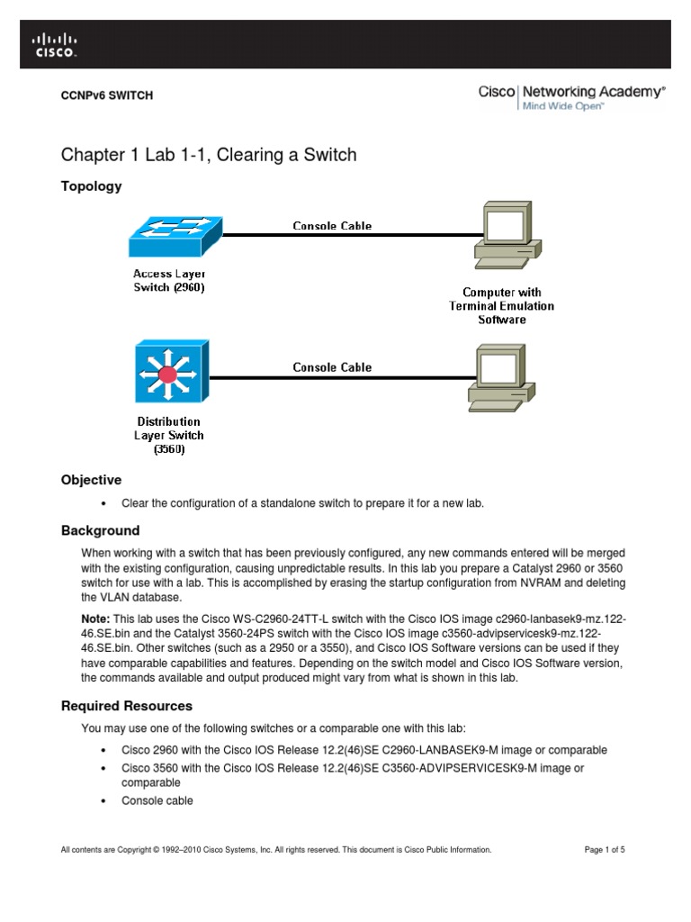 CCNPv6 SWITCH Lab1-1 Clearing Switches Student | PDF | Command Line ...