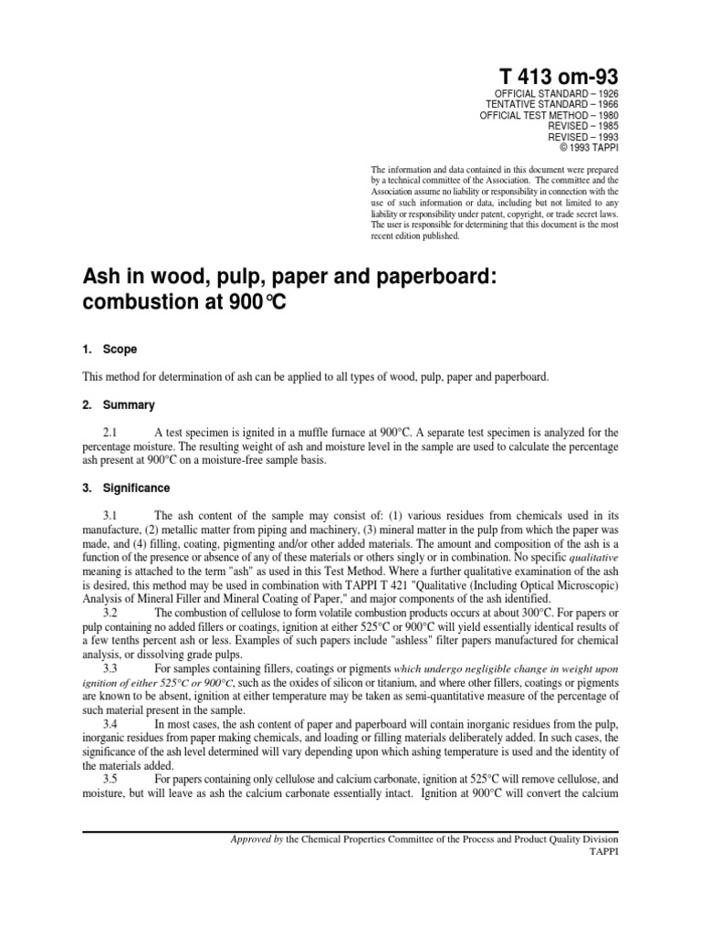 Tappi T413 | PDF | Paper | Combustion