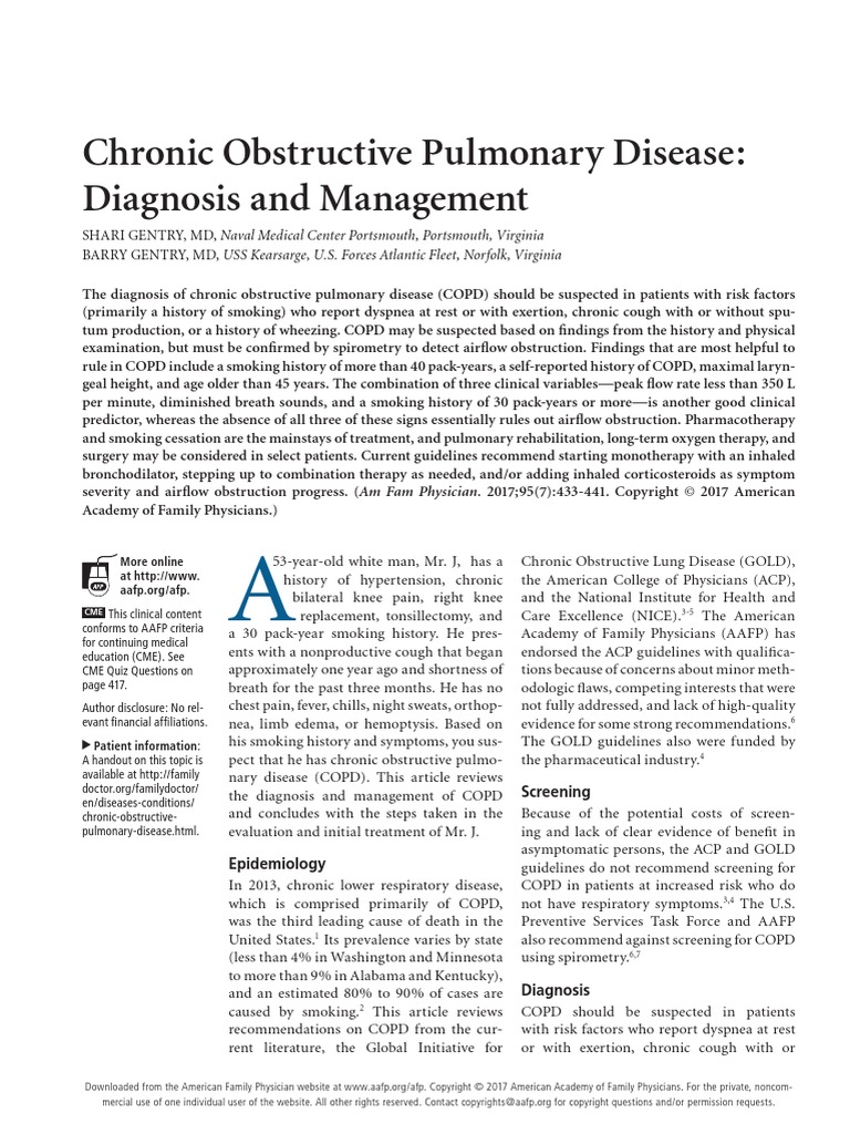 COPD Classification and Treatment | PDF | Chronic Obstructive Pulmonary ...