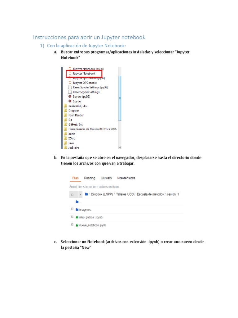 Instrucciones para Abrir Un Jupyter Notebook | PDF Instrucciones para Abrir Un Jupyter Notebook | PDF