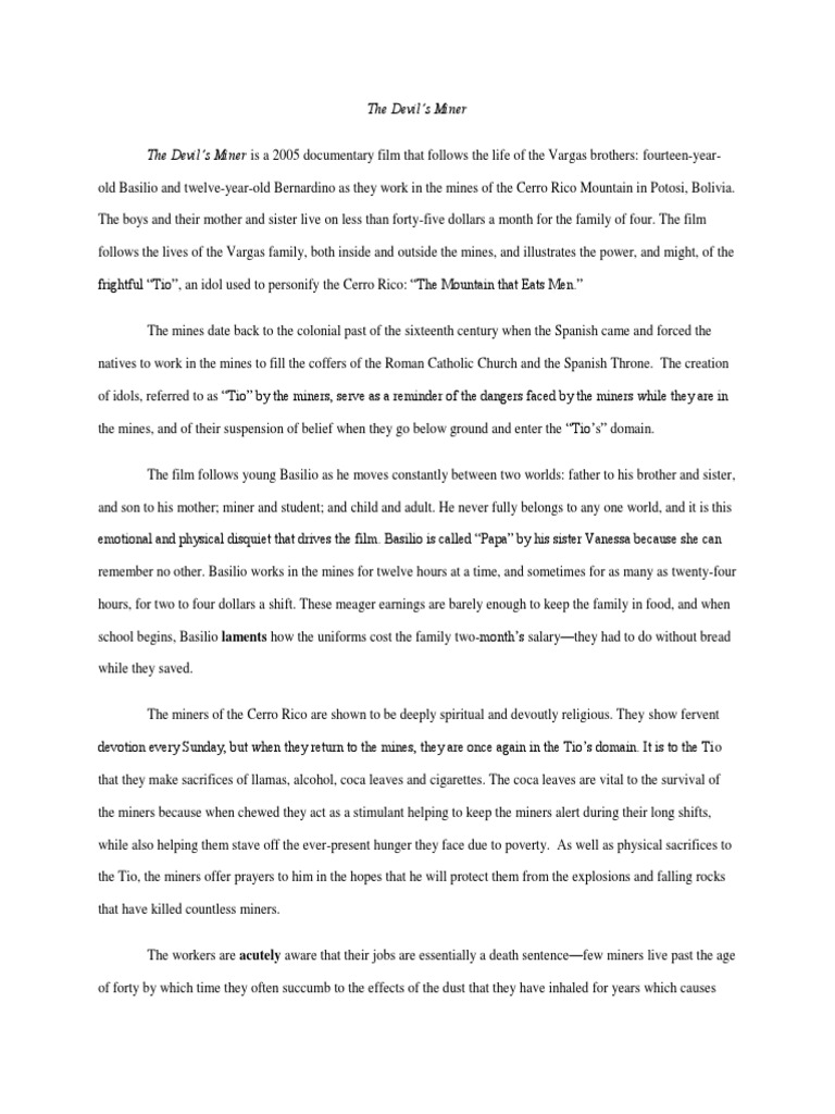 The Devil's Miner The Devil's Miner Is A 2005 Documentary Film That ...