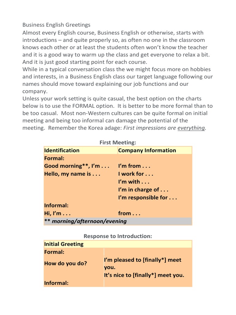 Business English Greetings PDF | PDF | Business