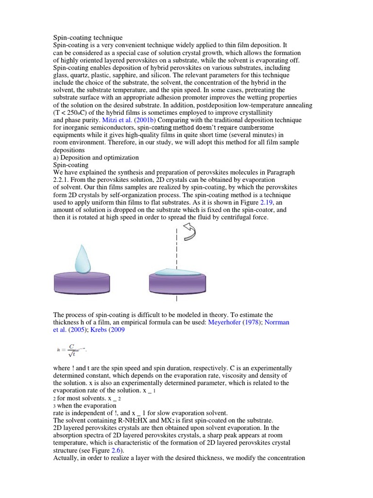 Spin-Coating Technique | PDF | Thin Film | Evaporation