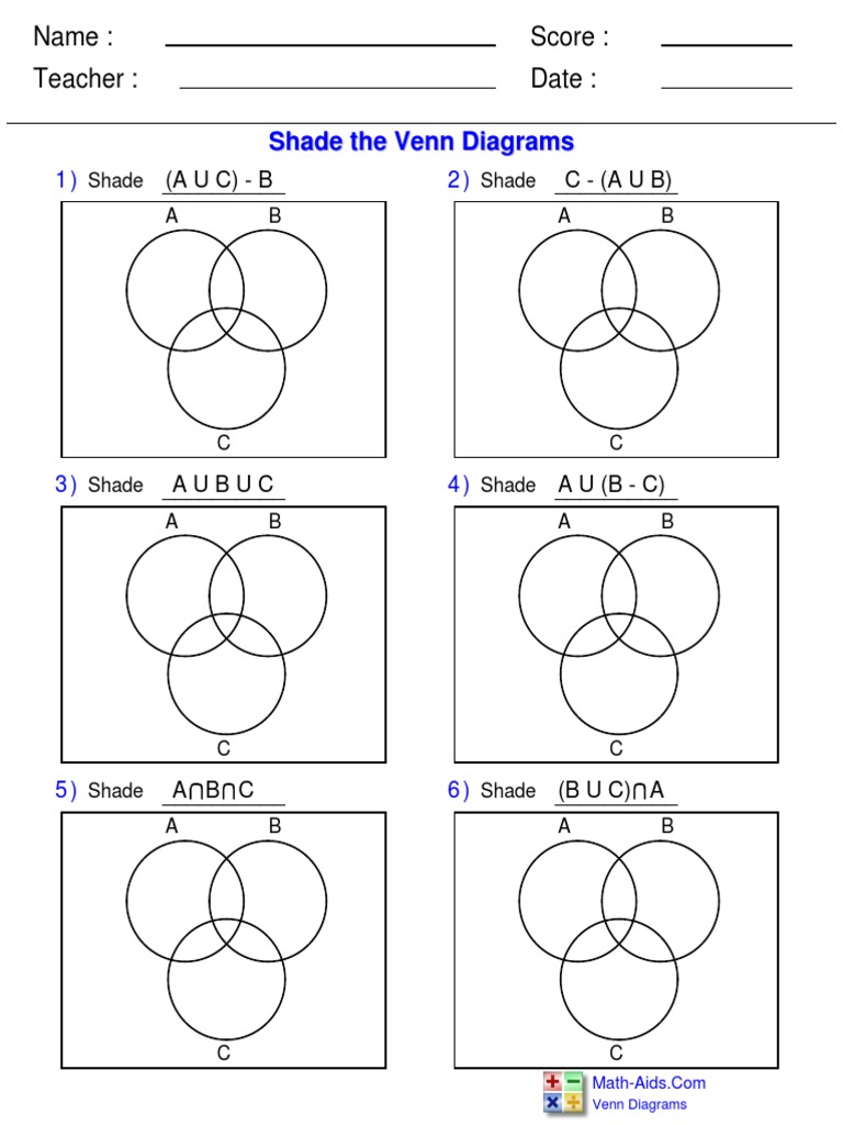 Shading 3-Set Venn Diagrams Guide | PDF | Technology & Engineering