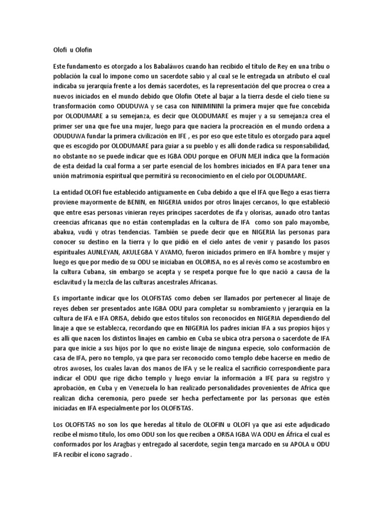 Olofi U Olofin | PDF | Sacerdote | Religión y creencia