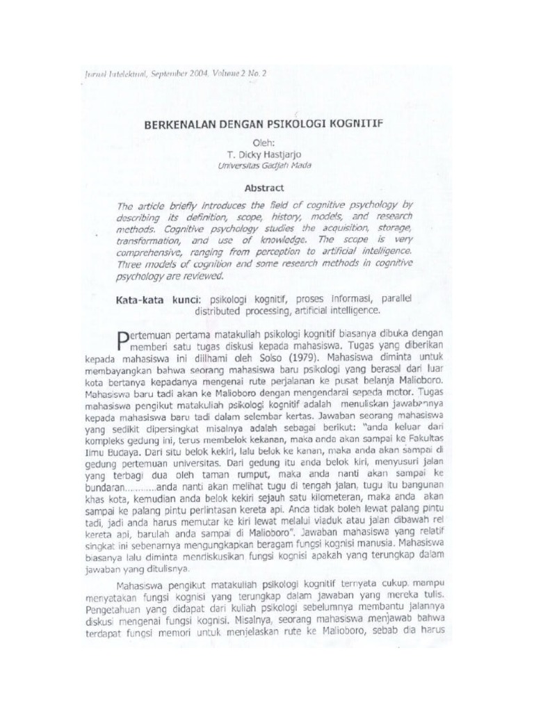 Berkenalan Dengan Psikologi Kognitif | PDF