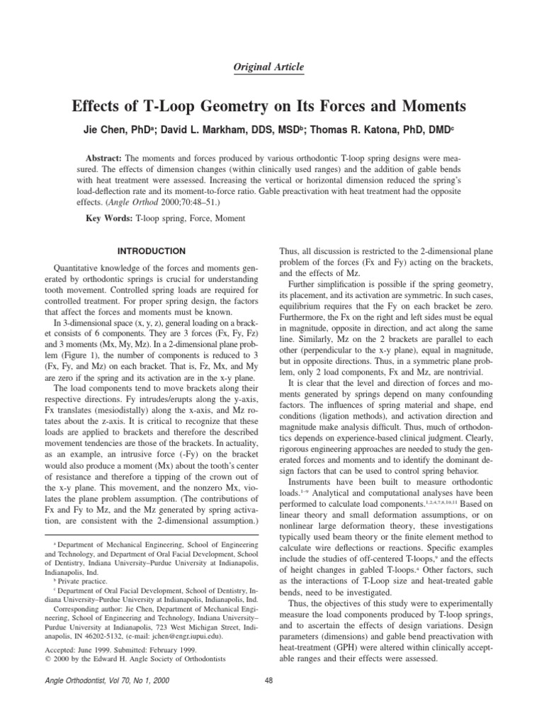 Effect of Gable Bend Incorporated Into Loop Mechanics On | Orthodontics ...