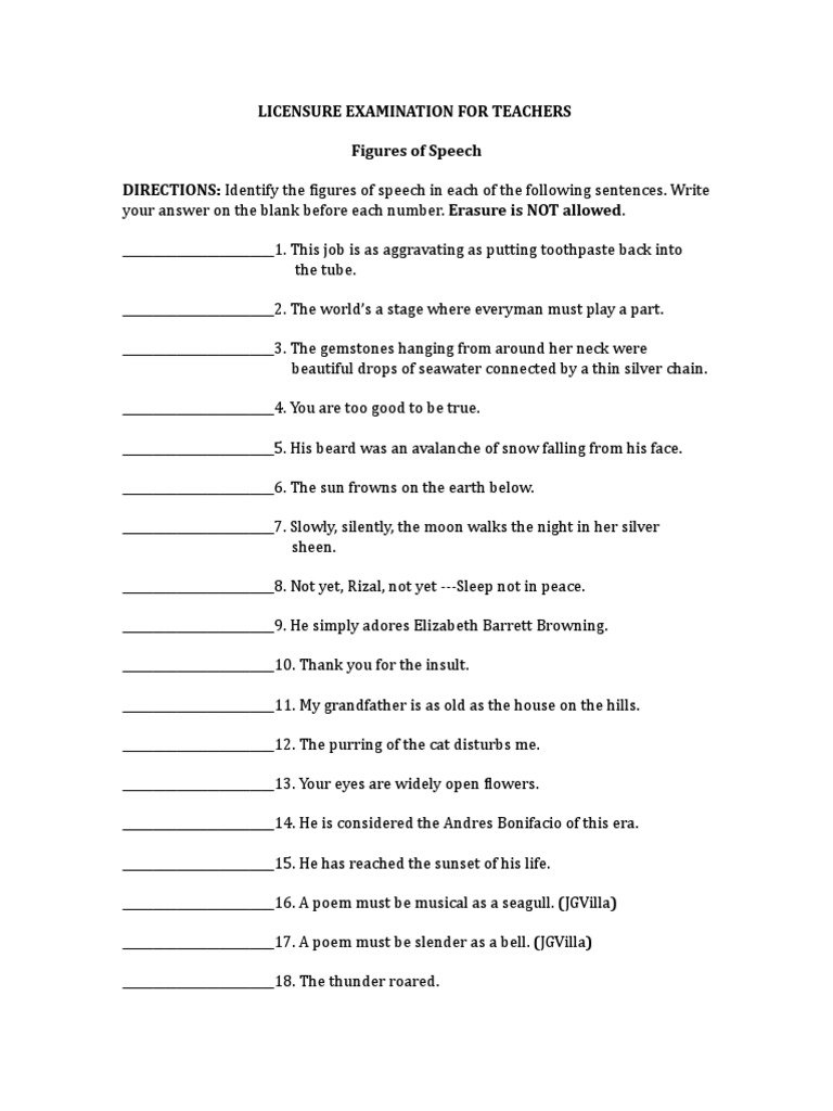 Figures of Speech Test | PDF