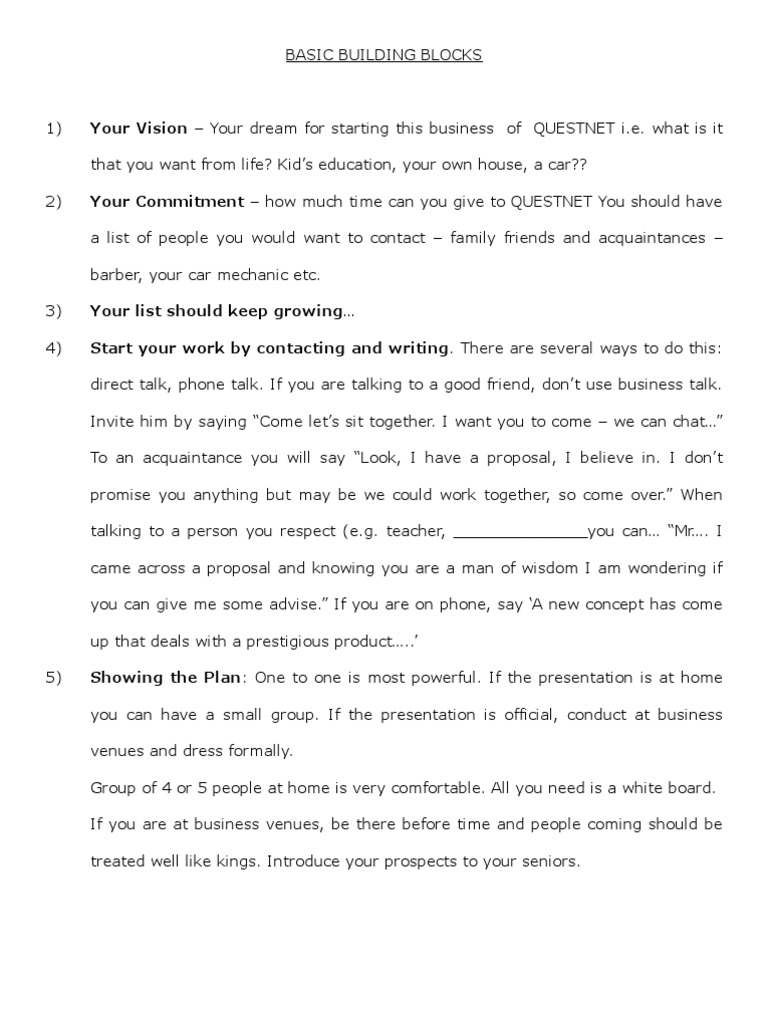 Questnet Basic Building Blocks1 | PDF | Leadership | Mind