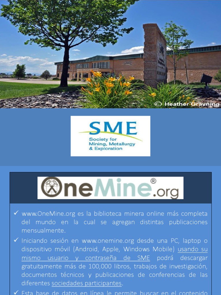 SME LATAM_Uso de www.ONEMINE.org.pptx | Minería | Informática