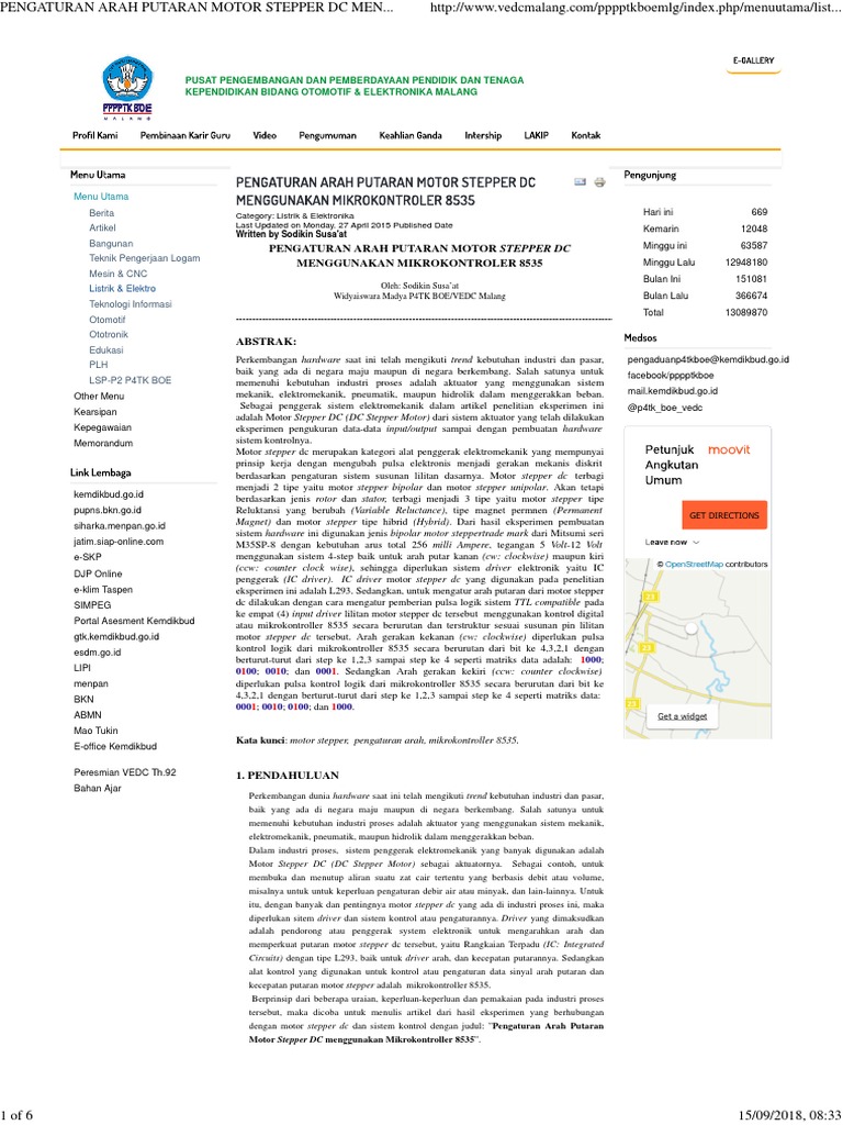 Pengaturan Arah Putaran Motor Stepper DC Menggunakan Mikrokontroler ...