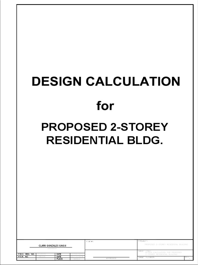 Calculation of Proposed 2-Storey Residential BLDG | PDF | Structural ...
