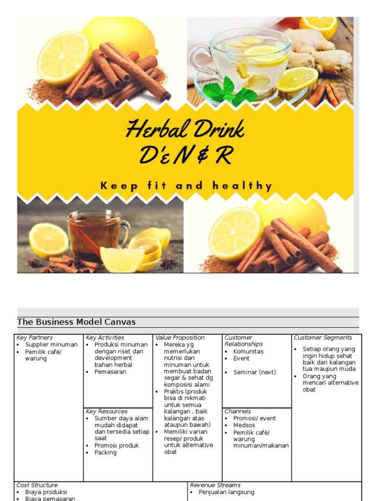 Business Model Canvas Herbal Drink D'NR | PDF