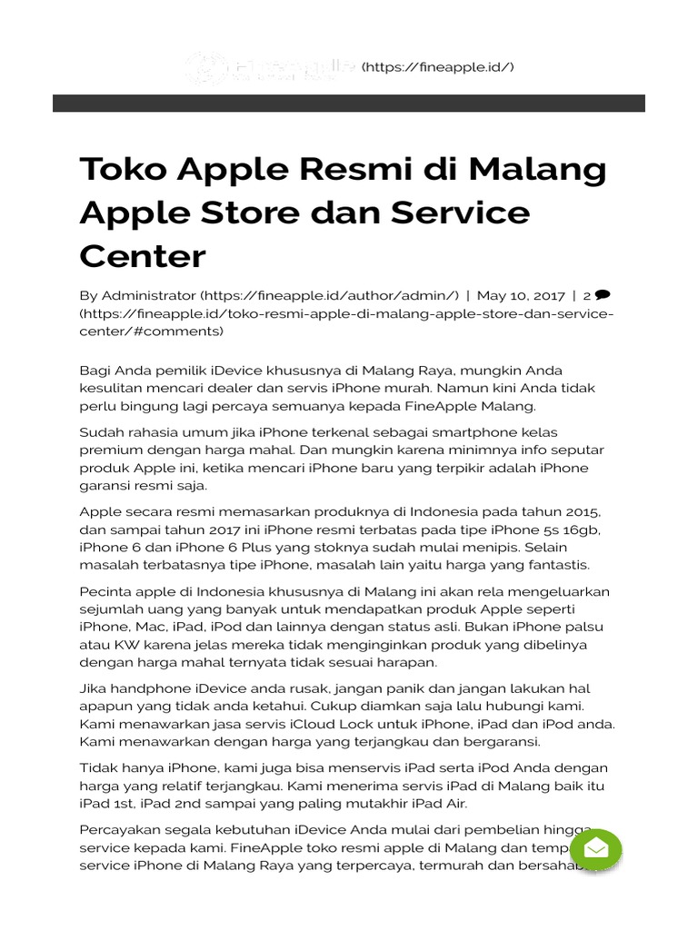 Toko Apple Resmi Di Malang Apple Store Dan Service Center | PDF ...