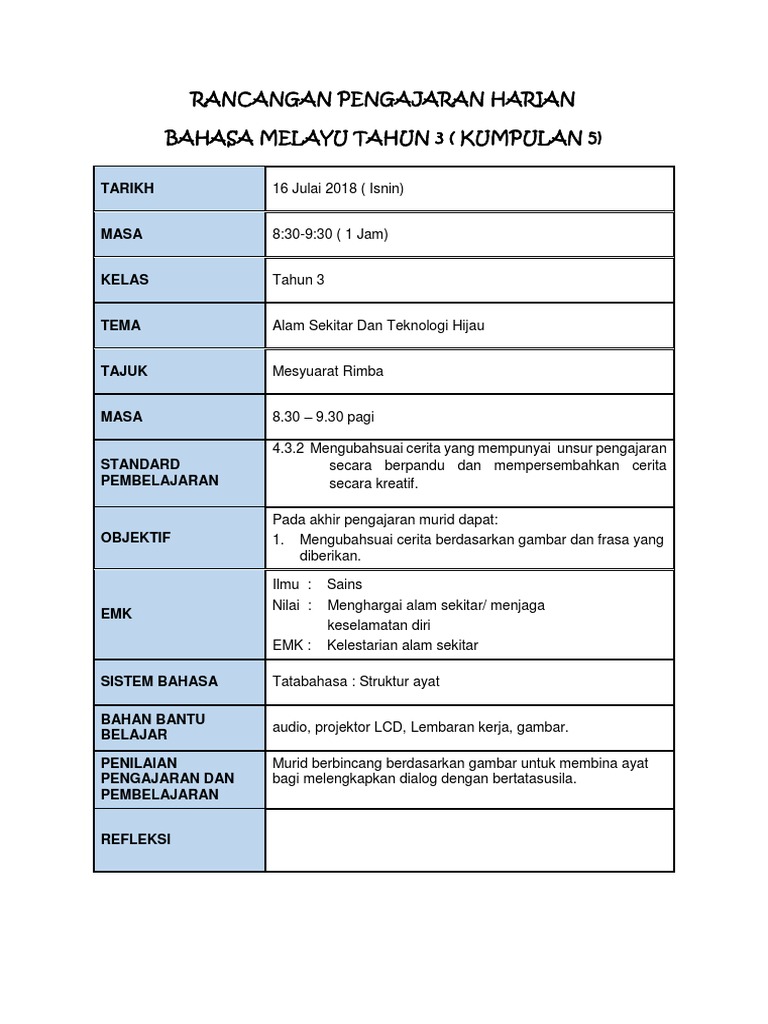 RPH Tahun 3 (Kumpulan 5) | PDF