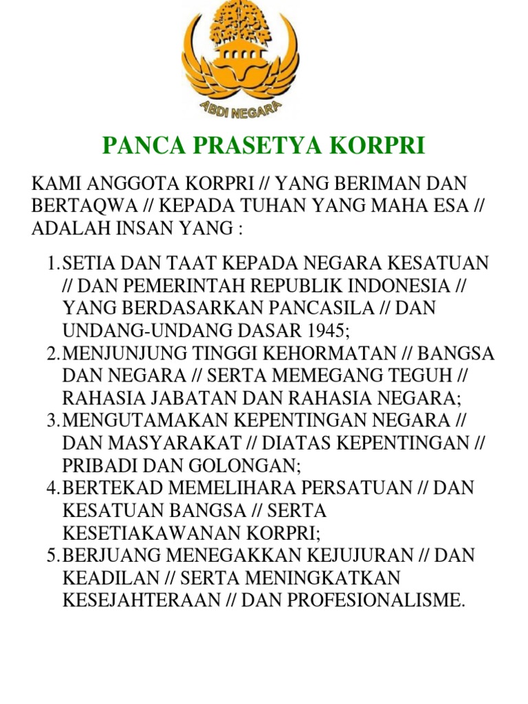 Panca Prasetya Korpri | PDF