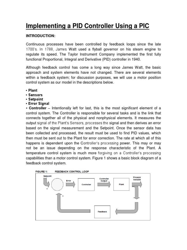 Implementing A PID Controller Using A PIC | PDF | Control Theory | Control System