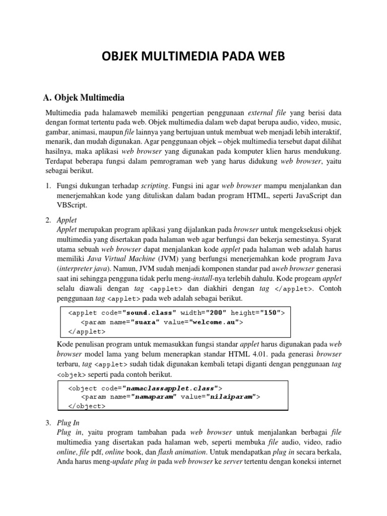 Objek Multimedia Pada Web | PDF