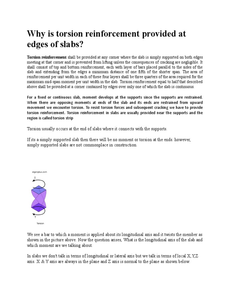 Why Is Torsion Reinforcement Provided at Edges of Slabs | PDF ...