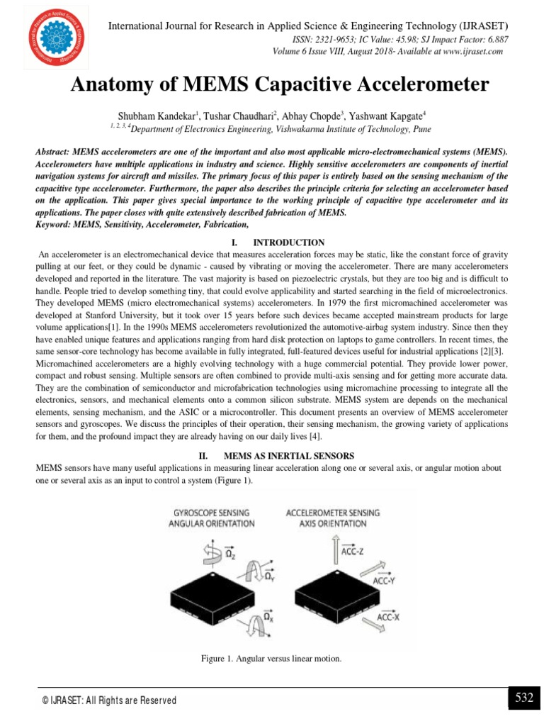 Anatomy of MEMS Capacitive Accelerometer | PDF | Accelerometer ...