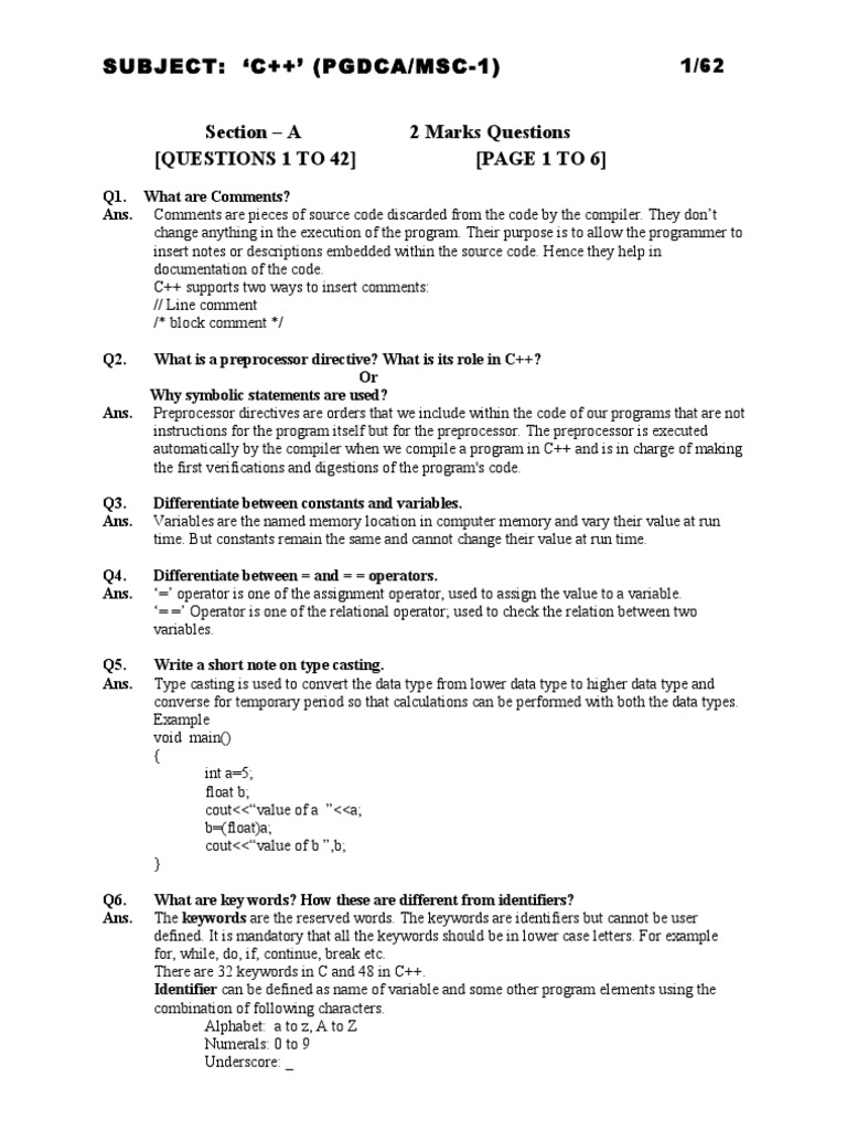 Notice C++ | PDF | Variable (Computer Science) | Pointer (Computer ...