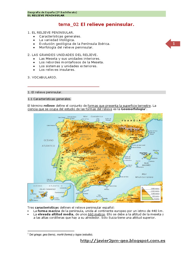 El Relieve Peninsular e Insular. | PDF | Terreno | Península Ibérica