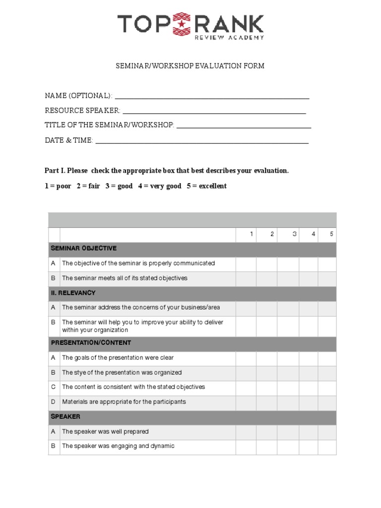 Seminar Feedback for Professionals | PDF | Business | Art
