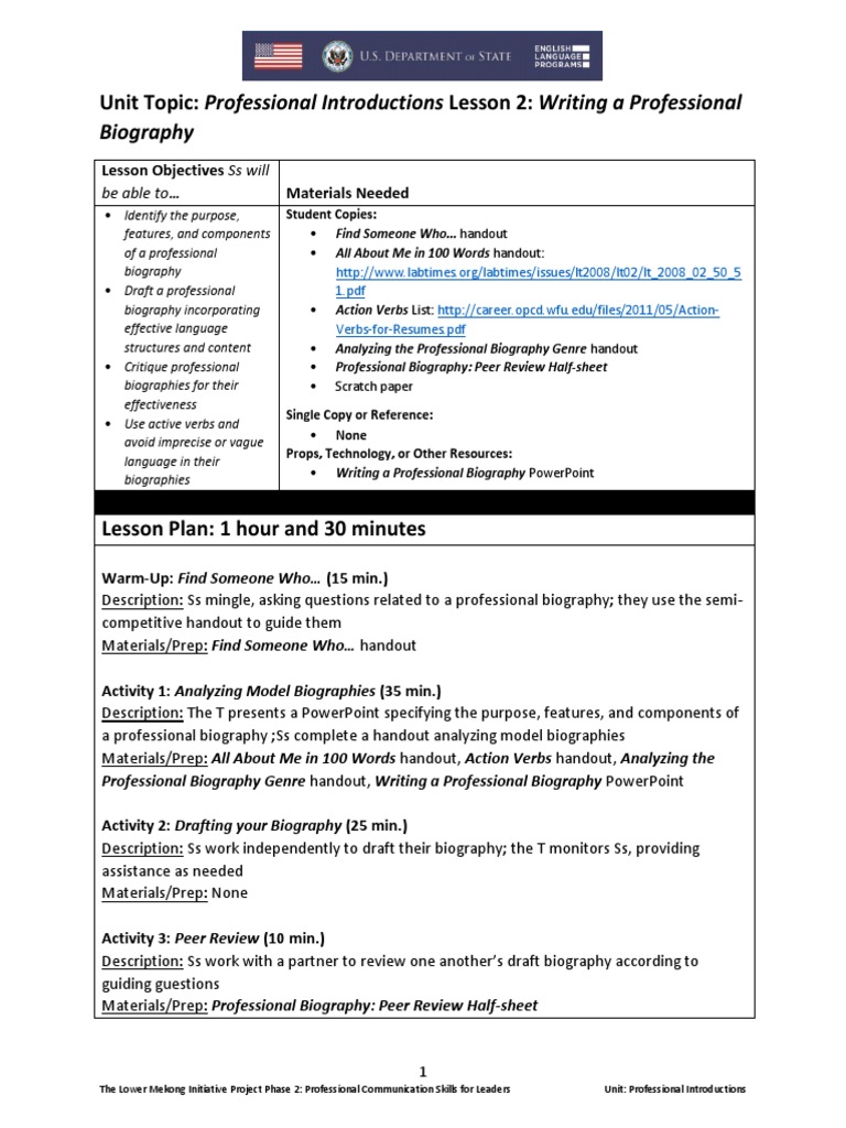 Writing A Professional Biography | PDF | Semiotics | Communication