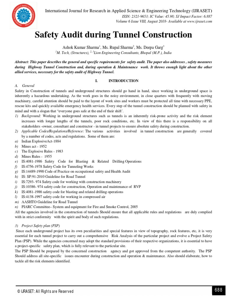Safety Audit During Tunnel Construction | Download Free PDF | Tunnel ...