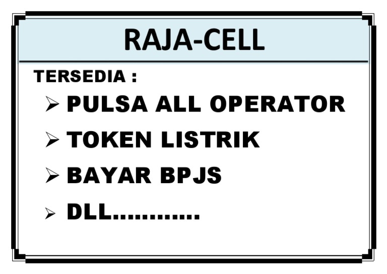 Tersedia:: Pulsa All Operator Token Listrik Bayar Bpjs DLL | PDF