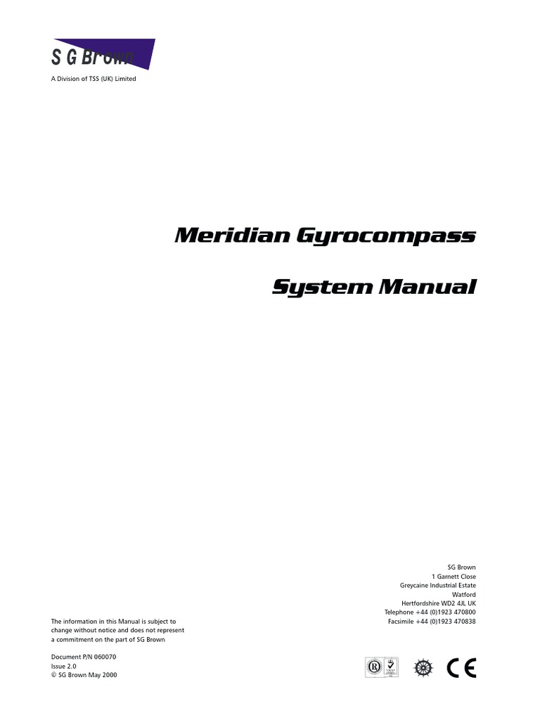 Meridian Gyrocompass System Manual Issue 2.0c Apr PDF | PDF | Gyroscope ...