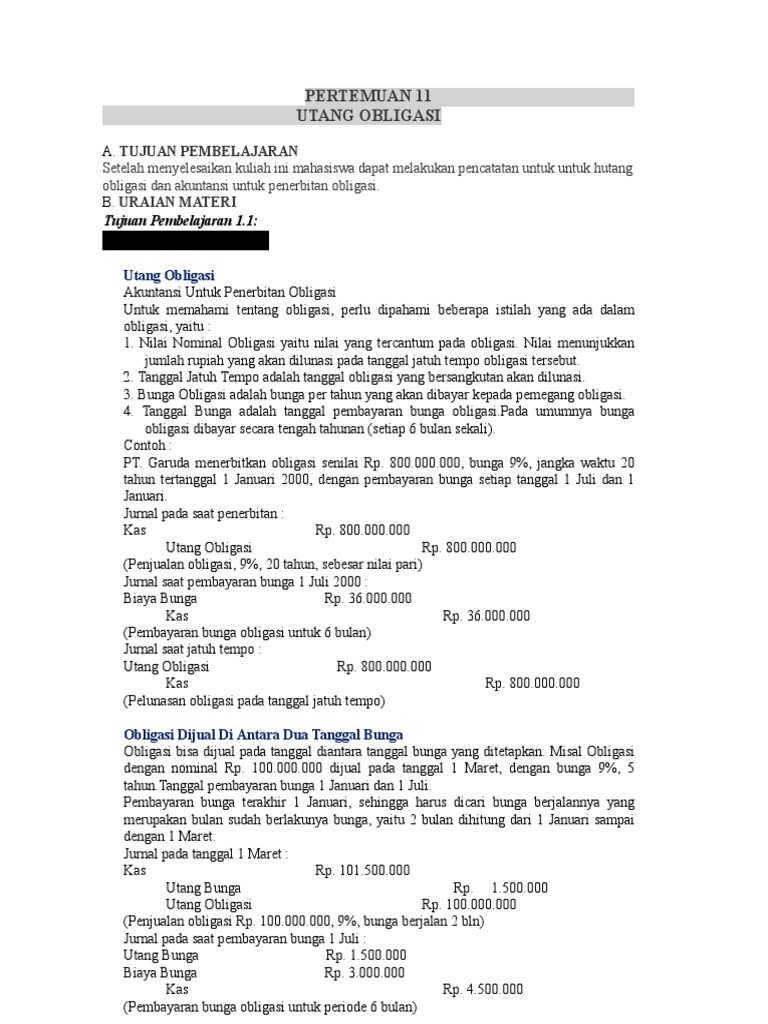 Pertemuan 11 Utang Obligasi PDF | PDF