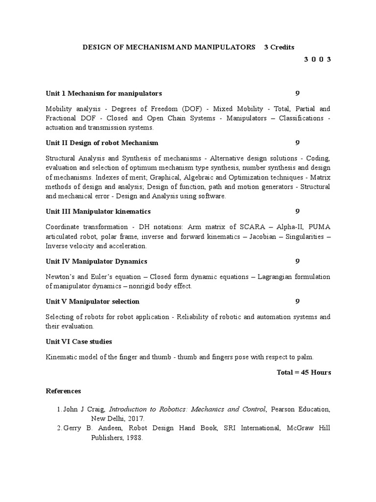 Design of Mechanism and Manipulator New | PDF