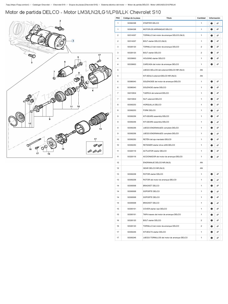 Motor de Partida DELCO - Motor LM3 - LN2 - LG1 - LP8 - LLK Chevrolet ...