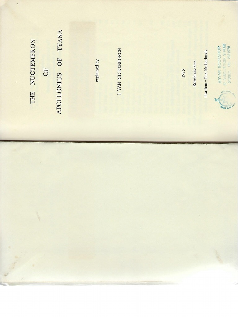 The Nuctemeron of Apollonius of Tyana Jan Van Rijkenborgh | PDF