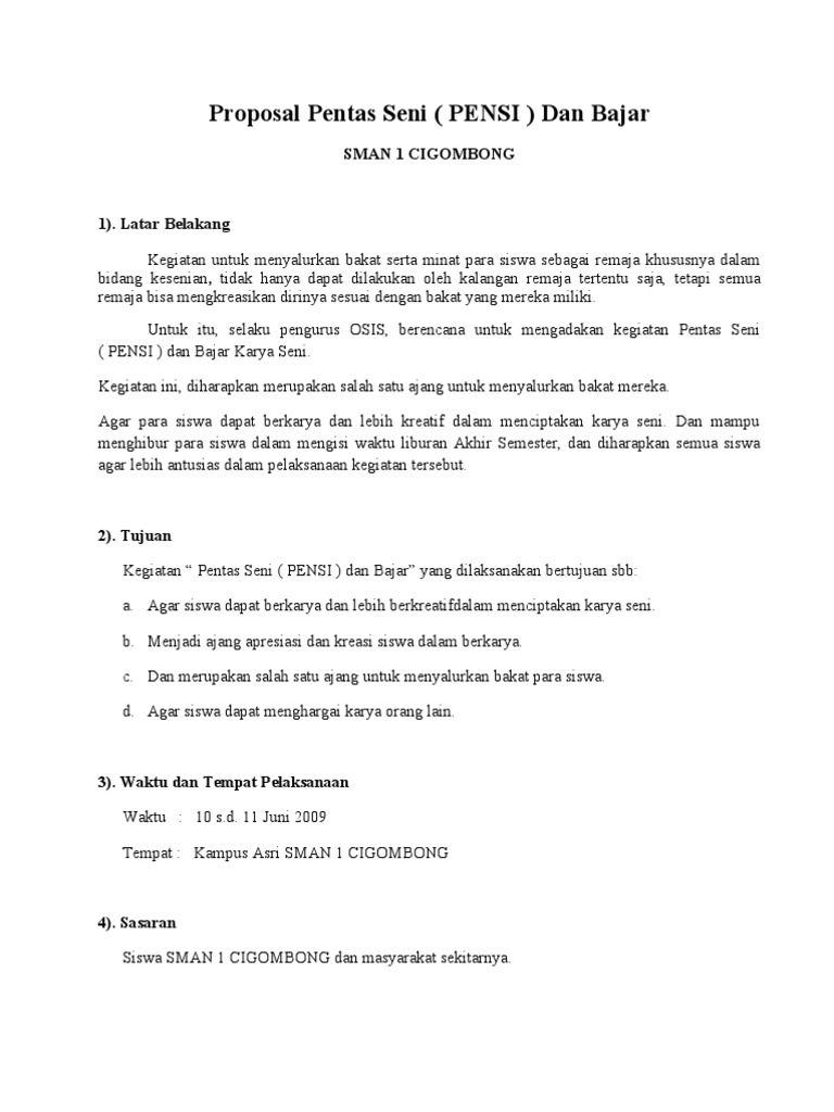 Proposal Pentas Seni | PDF