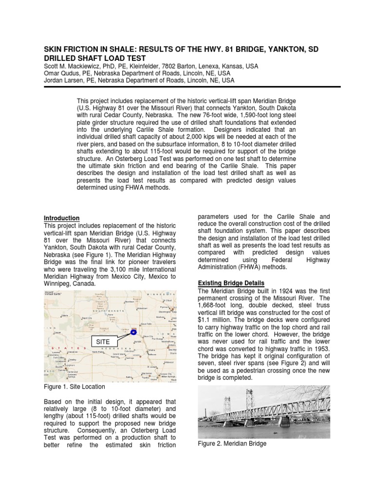 Skin Friction in Shale Results TP | PDF | Truss | Bridge