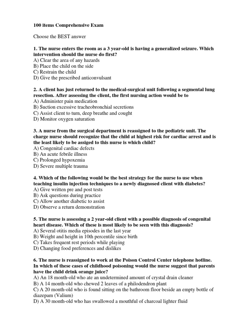 Comprehensive Exam - 100 Items - Questions | PDF | Self-Improvement ...