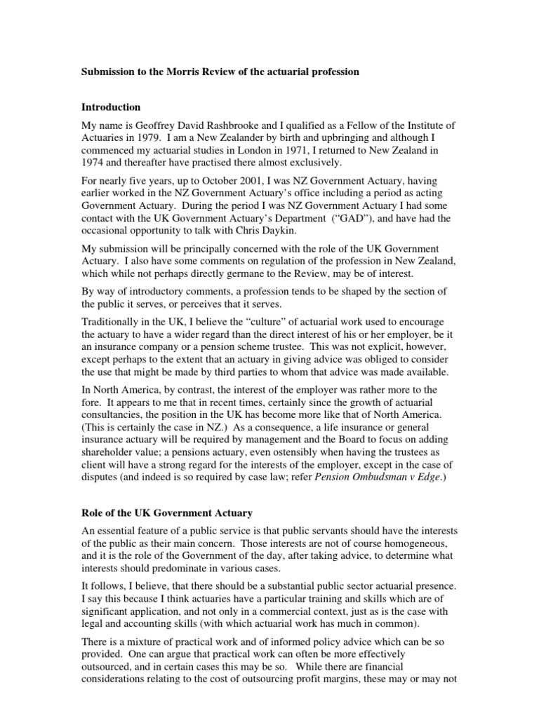 Geoffrey Rash Brooke | PDF | Actuary | Profession