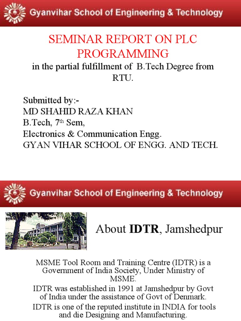 Introduction of IDTR, Jamshedpur | PDF | Programmable Logic Controller ...