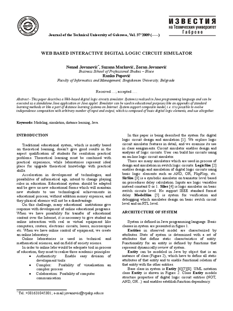 Web Based Interactive Digital Logic Circuit Simulator | PDF | Class ...