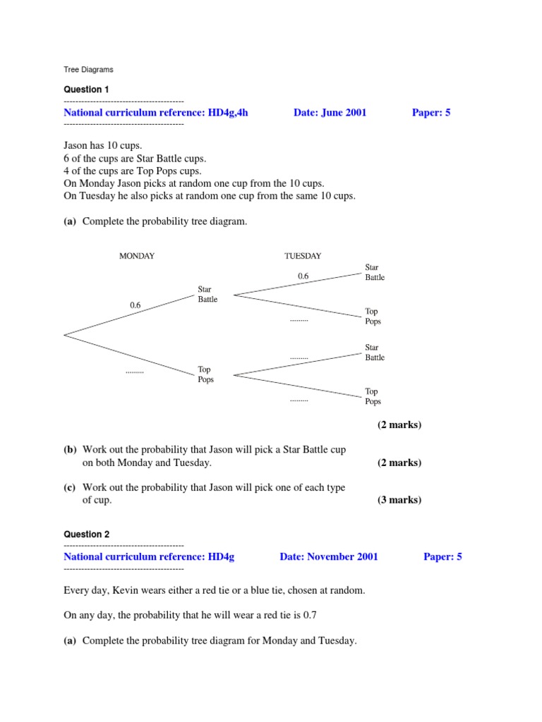 Tree Diagrams PDF | PDF | Probability | Teaching Mathematics