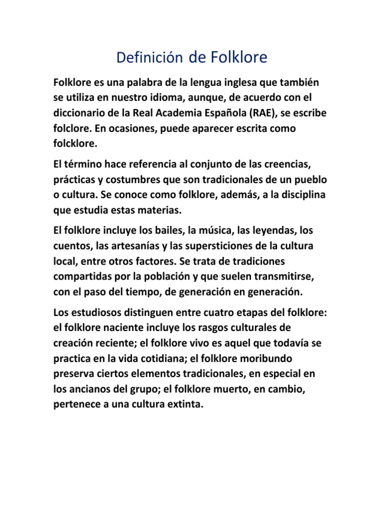Definición de Folklore | PDF | Folklore | Tradiciones