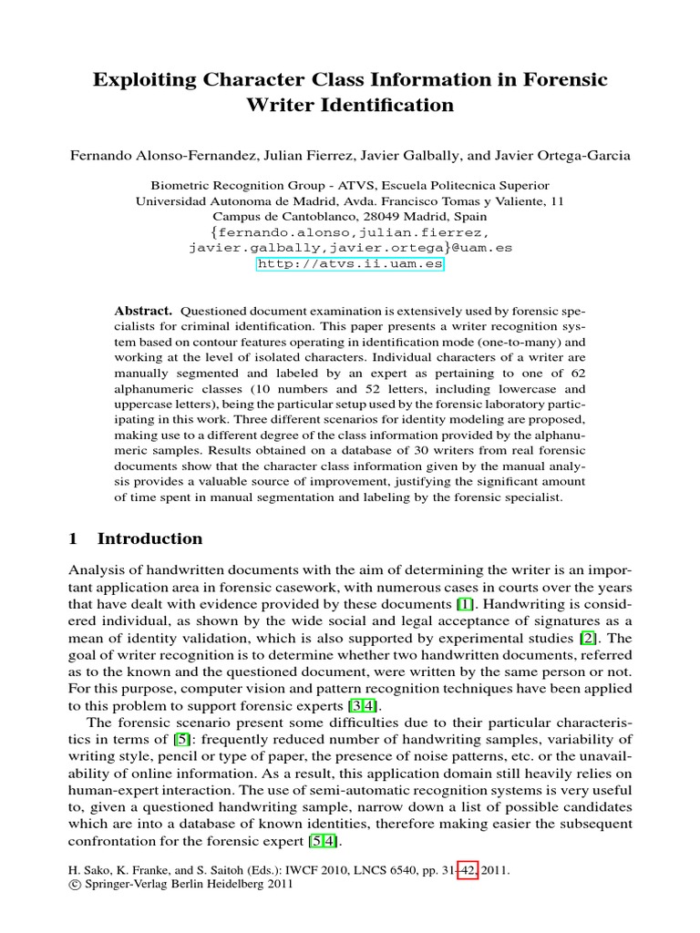Exploiting Character Class Information in Forensic Writer ...