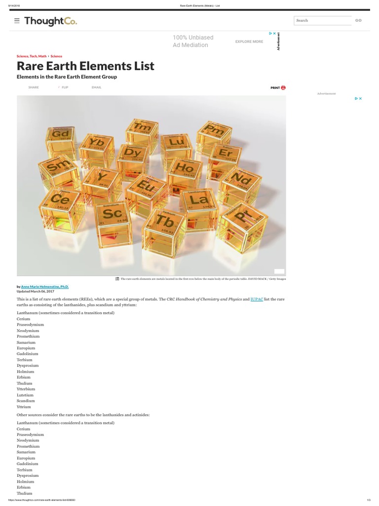 Rare Earth Elements Overview | PDF | Chemical Elements | Lanthanide