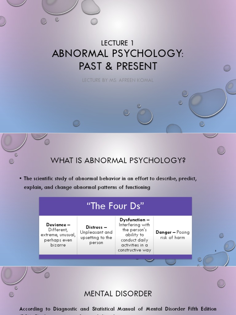 Lecture 1 History | PDF | Abnormal Psychology | Mental Disorder